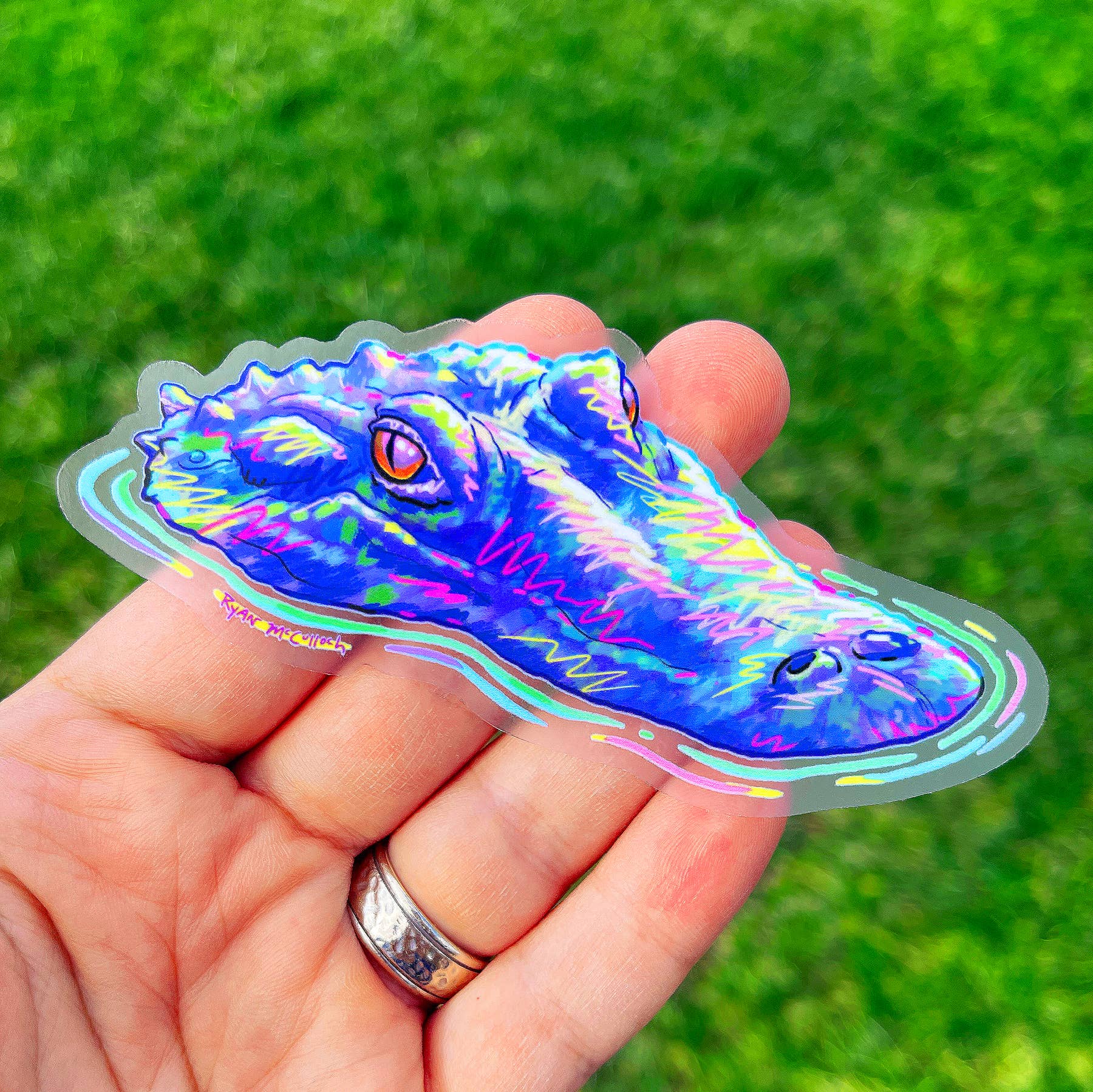 Ryan McCulloch Art - CLEAR STICKER: 1990's Gator (Art Deco Alligator ...