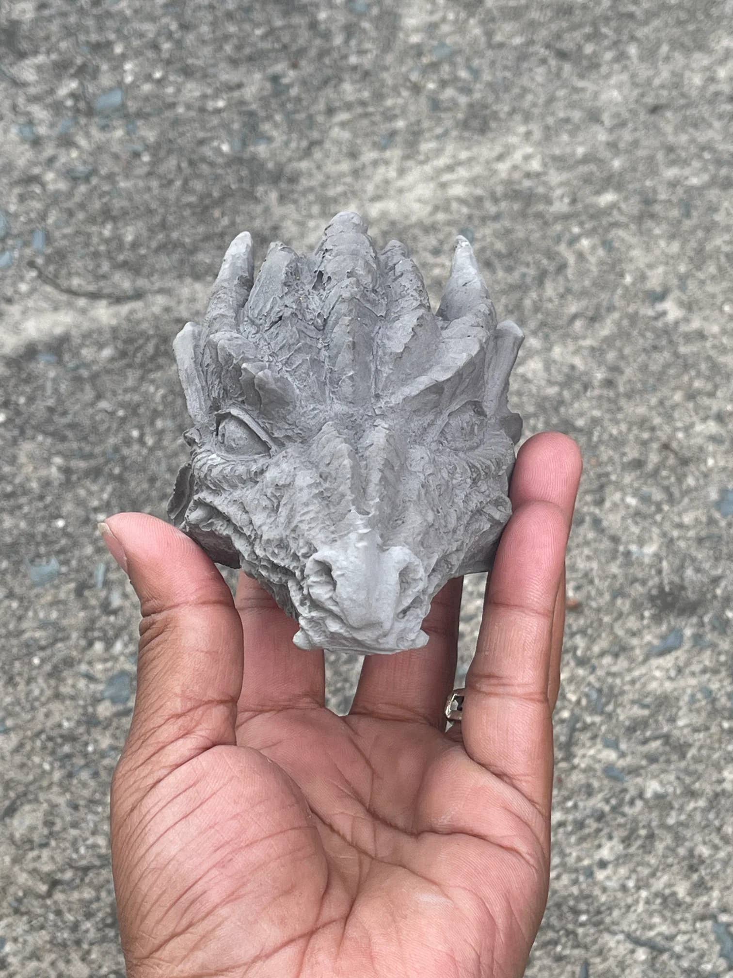 Queen City Crete - Concrete Dragon Head Statue: Grey | A Modern Plantsman