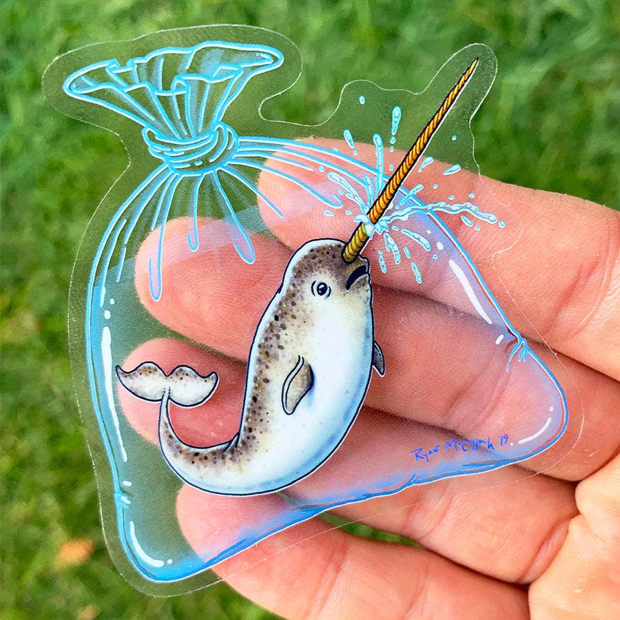 Ryan McCulloch Art - CLEAR STICKER: New Pet Narwhal | A Modern Plantsman